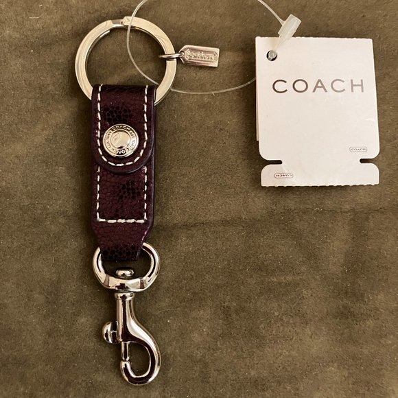 Coach | Accessories | New Coach Brand Key Chain Plum Colour Leather ...